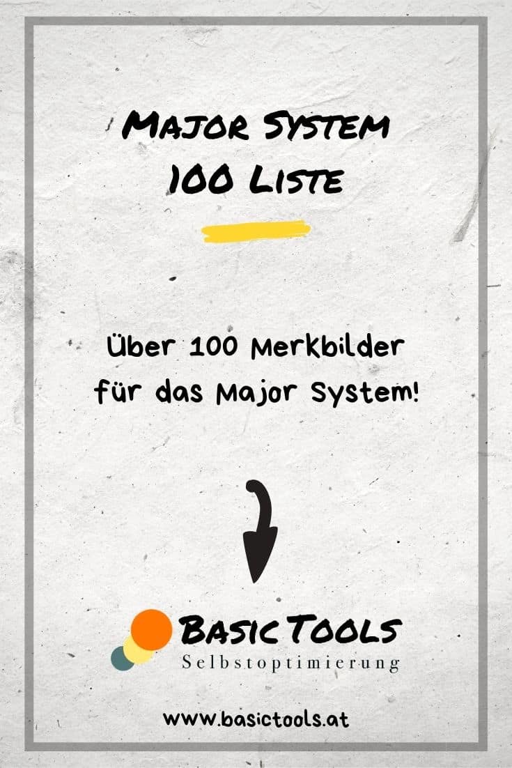 Major System: 100 Liste lernen und anwenden - BasicTools